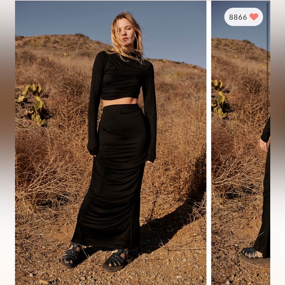 Free People | Skirts | Free People Cierra Fitted Long Sleeve Cropped ...